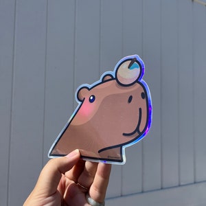 Holographic Car Peeker Sticker Capybara With Orange - Etsy