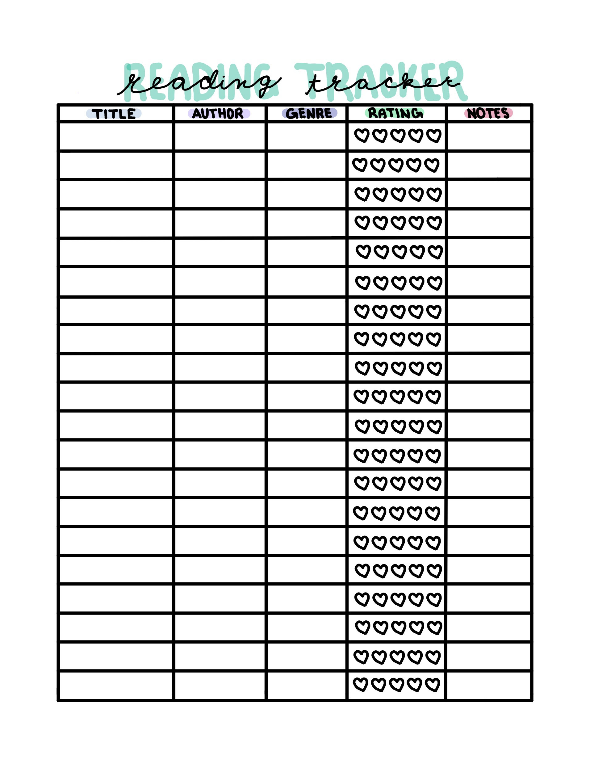 Reading Tracker - Etsy
