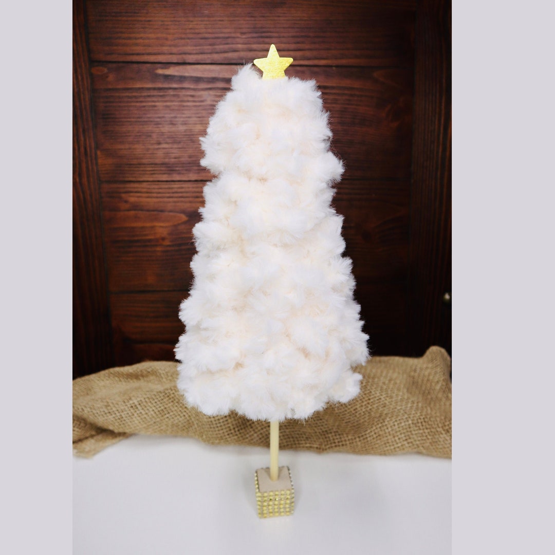Handmade Fluffy Yarn Christmas Tree | Rhinestone Tiered Tray Decor - Etsy