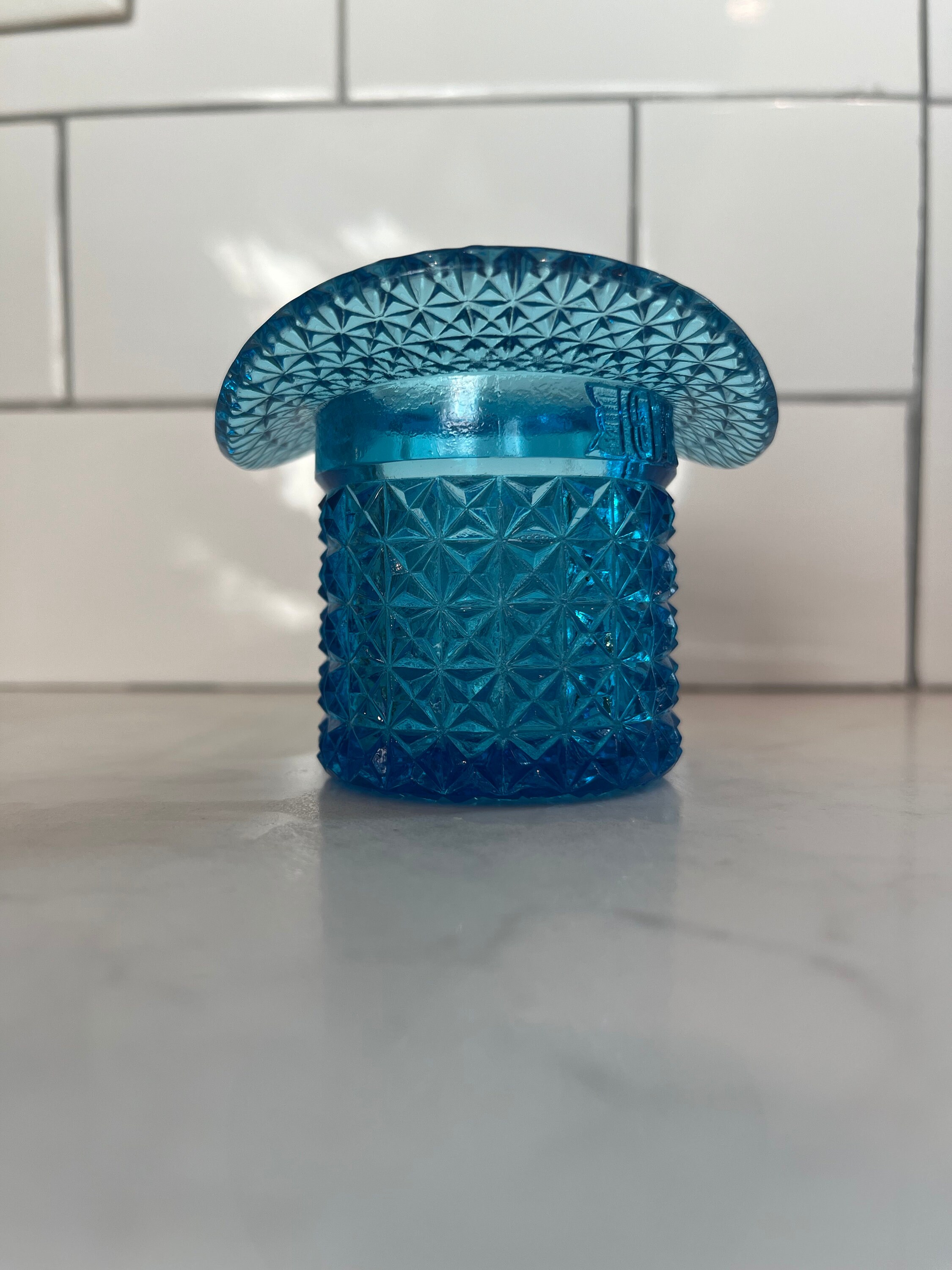 Vintage Fenton Blue Glass Top Hat Toothpick Holder - Etsy