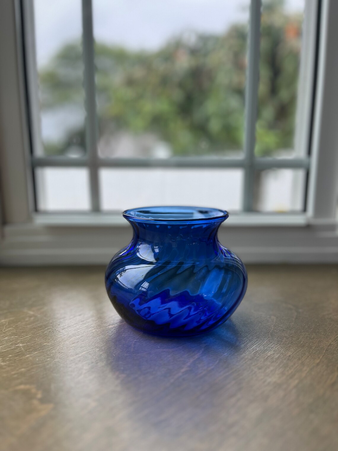 Vintage Cobalt Blue Depression Glass Vase Indiana Glass Company ...