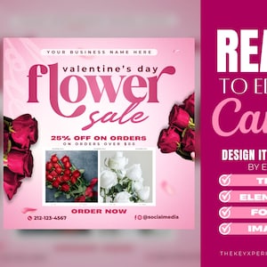 Editable Flyer Template, Floral Shop Flyer, Flower Sale, Valentine's ...