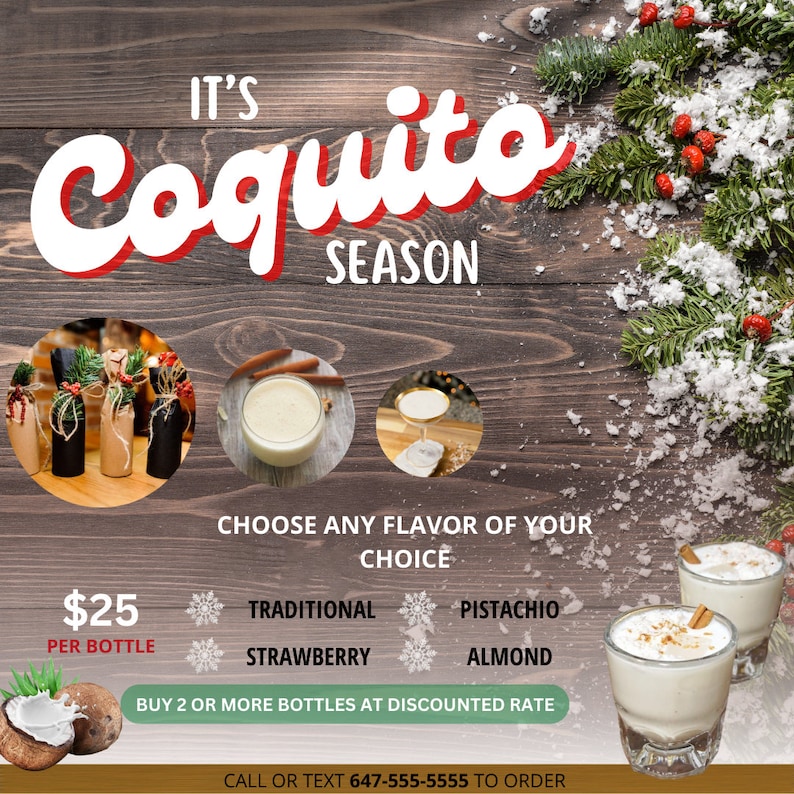 Limited Edition Editable Flyer Template Coquito Sale Flyer - Etsy