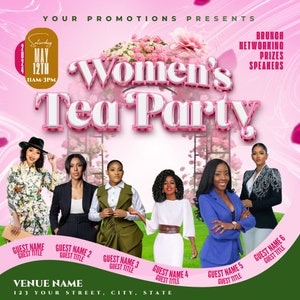 Editable Flyer Template, Luxury Tea Party, Women's History Month, Women ...