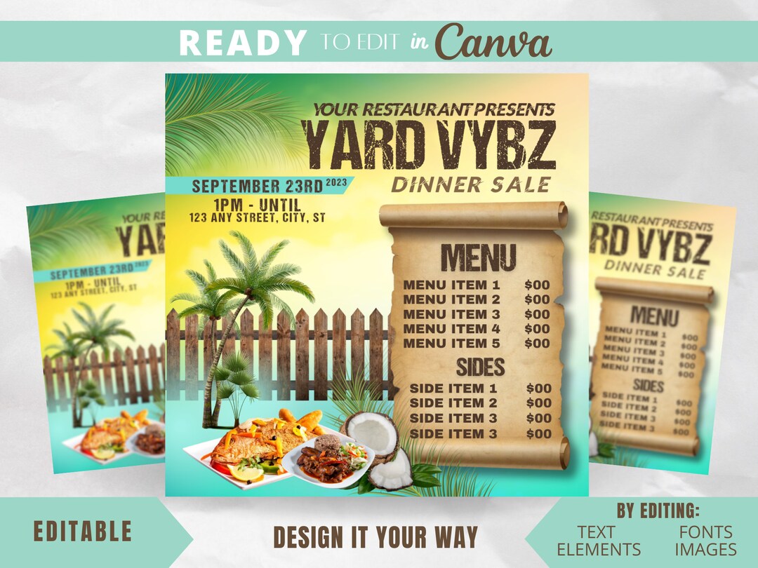 Editable Flyer Template, Caribbean Food Flyer, Caribbean Restaurant ...