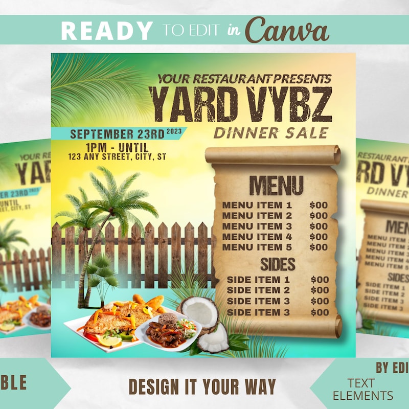 Caribbean Menu Template - Etsy UK