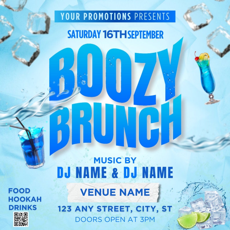 Editable Flyer Template Boozy Brunch Flyer Custom Boozy - Etsy