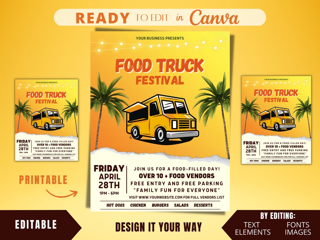 Editable Flyer Template, Food Truck Flyer, Food Sale Flyer, Food Truck ...