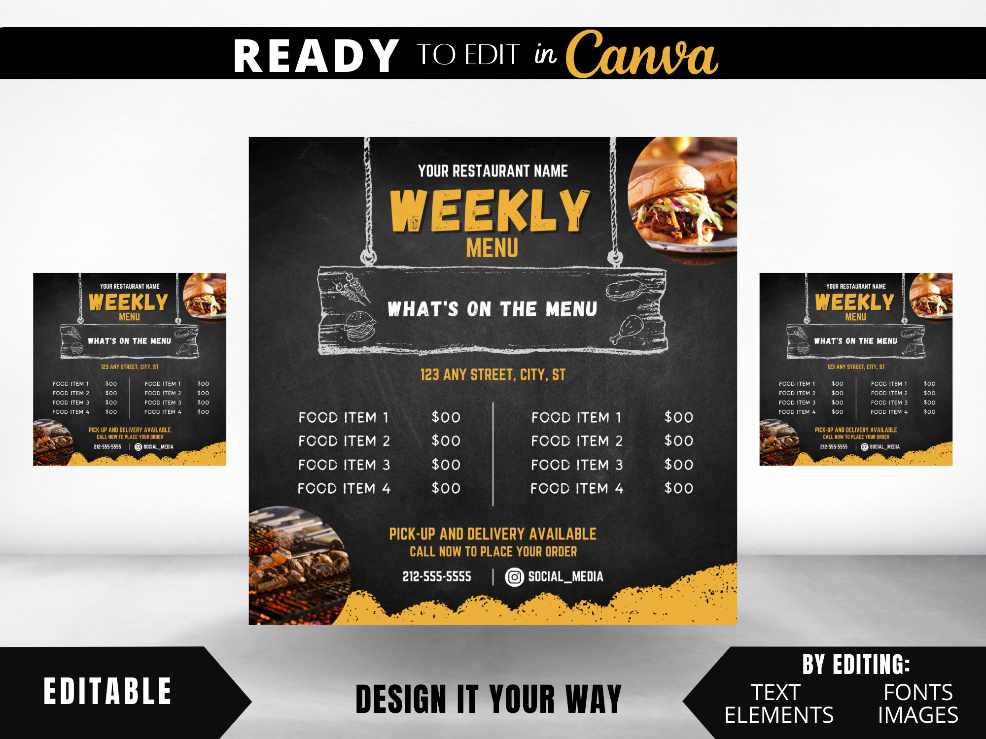 Editable Flyer Template, Weekly Menu Template, Food Flyer, Catering ...