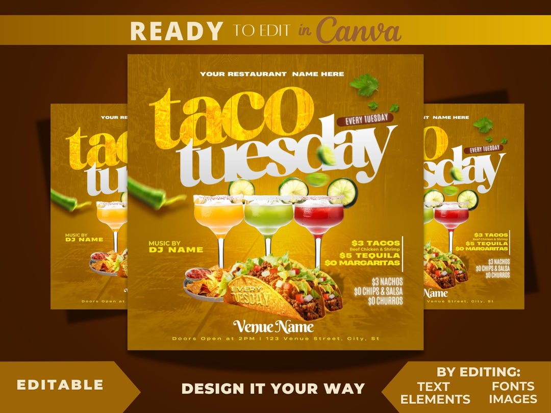 Editable Flyer Template, Taco Flyer, Food Flyer Template, Taco Food ...