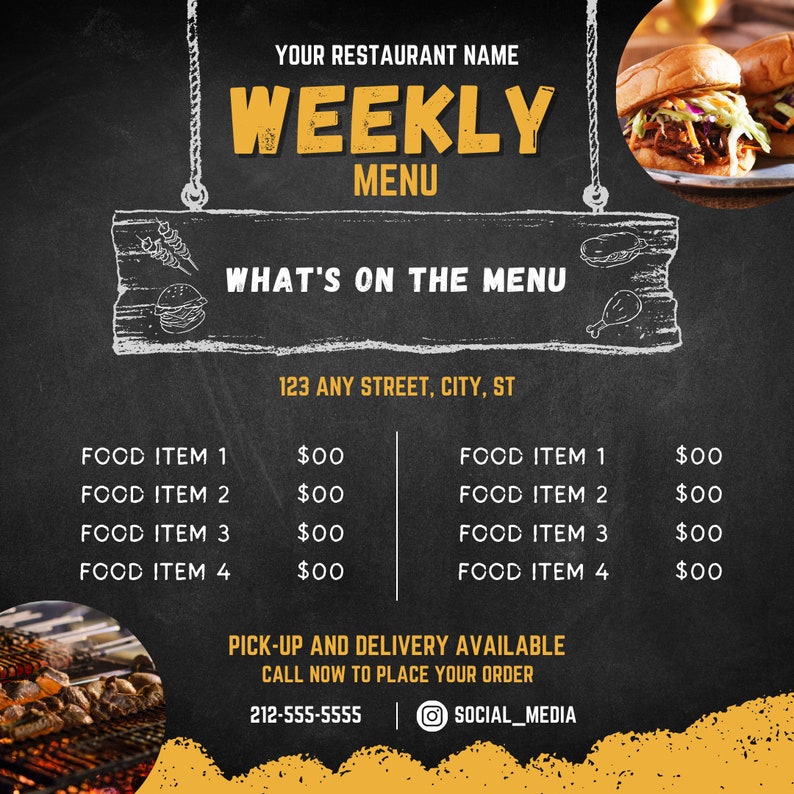 Editable Flyer Template Weekly Menu Template Food Flyer - Etsy