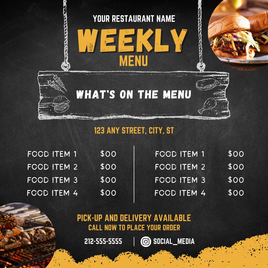 Editable Flyer Template Weekly Menu Template Food Flyer - Etsy
