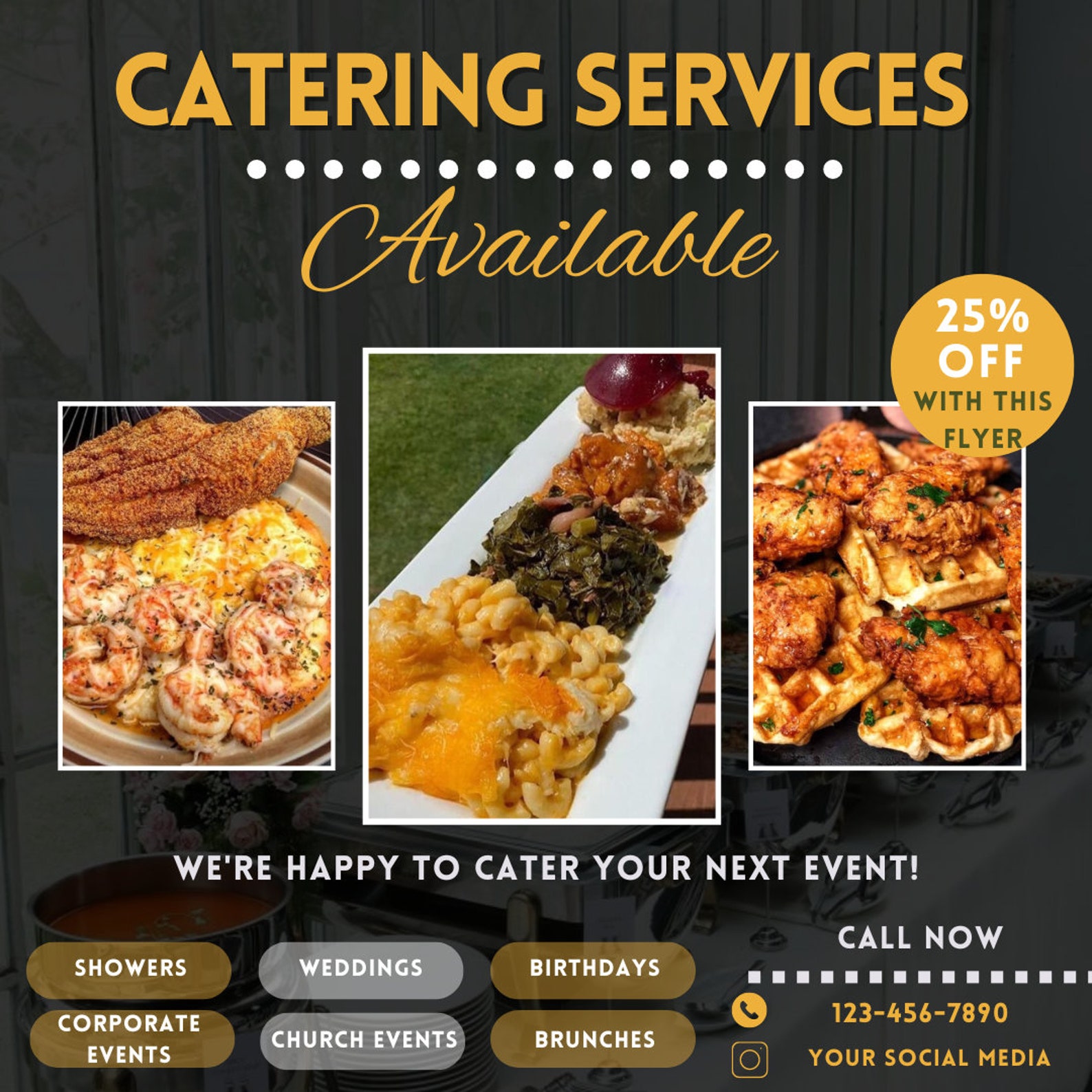 Editable Flyer Template, Catering Services Flyer, Restaurant Flyer ...