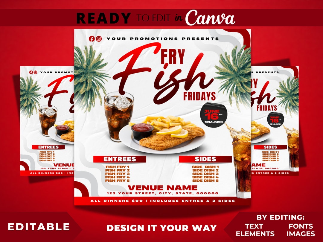 Editable Flyer Template, Fish Fry Flyer, Community Event, Food Truck ...