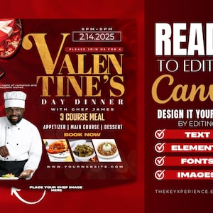 Editable Flyer Template, Valentine's Day Dinner Flyer, Private Chef ...