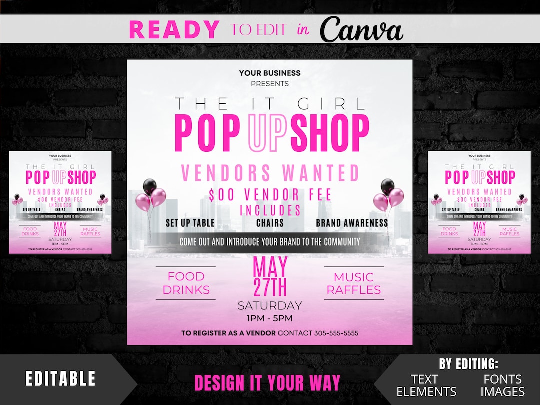 Editable Flyer Template, Pop up Shop, Spring Pop up Shop, Summer Pop up ...