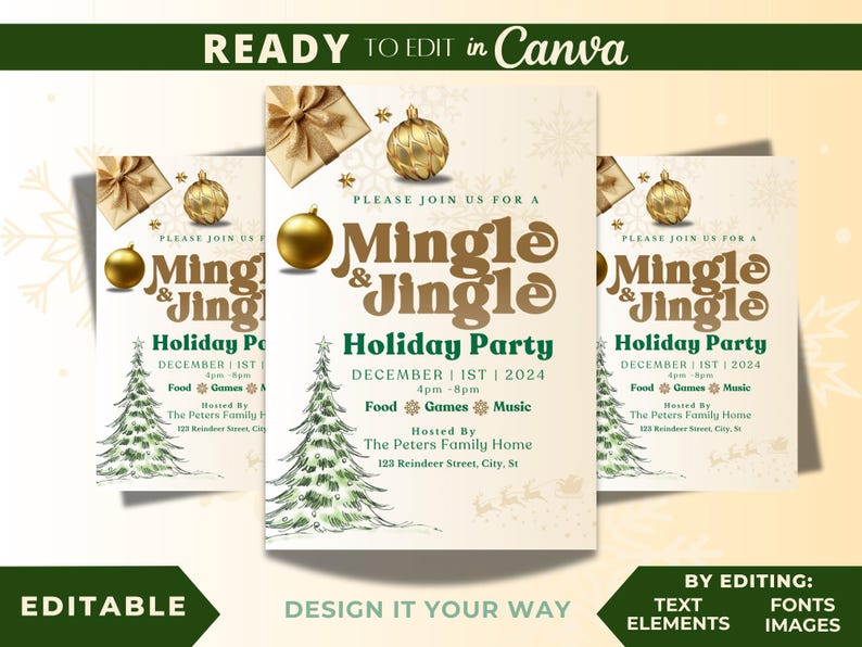 Editable Flyer Template, Printable, Christmas Party, Invitational ...