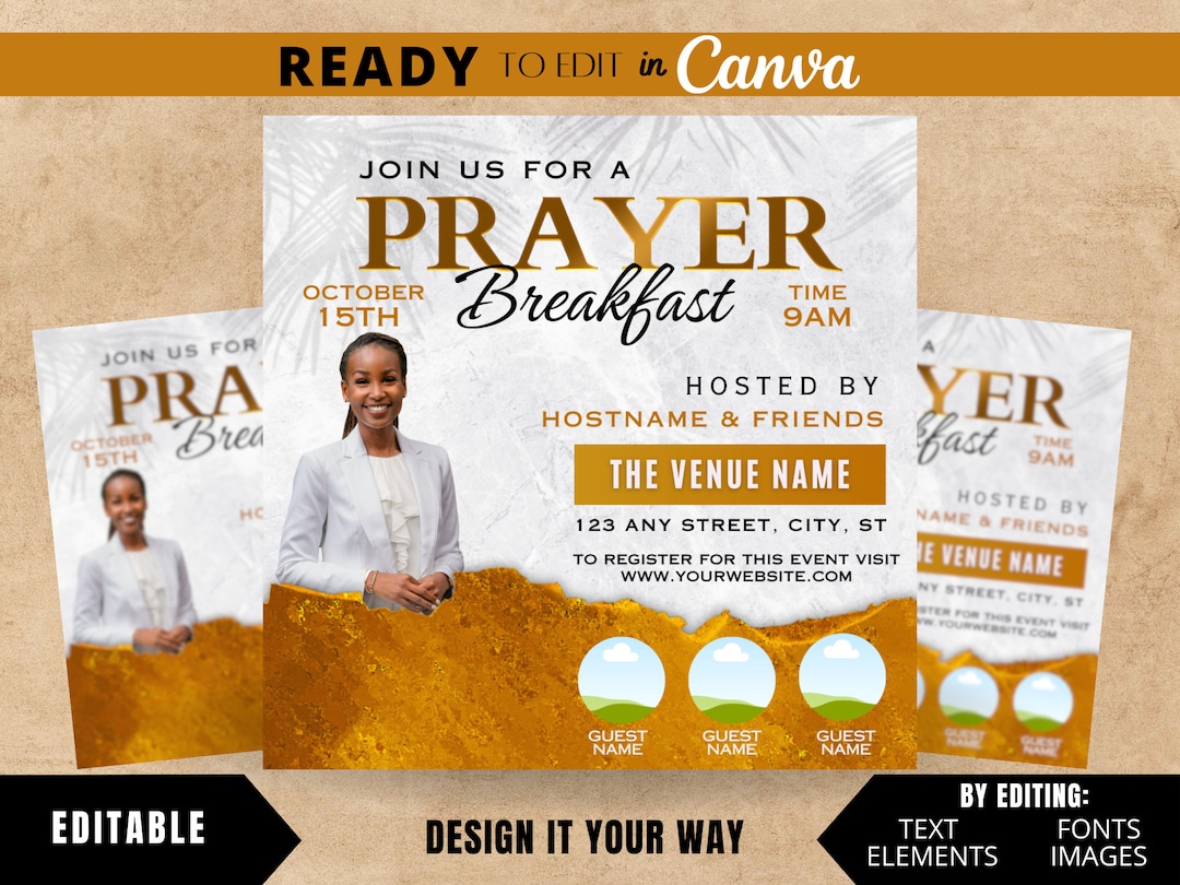 Editable Flyer Template, Women's Event, Prayer Breakfast, Prayer Brunch ...
