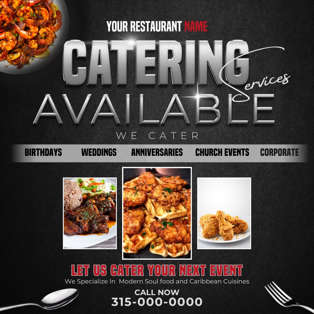 Editable Flyer Template, Catering Services Flyer, Restaurant Flyer ...