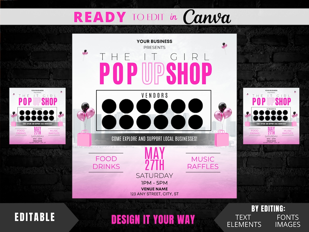 Editable Flyer Template, Pop up Shop, Spring Pop up Shop, Summer Pop up ...