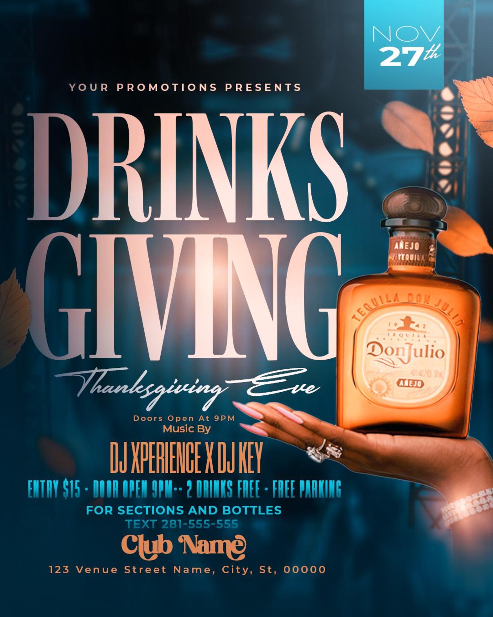 Editable Flyer Template, Photoshop ONLY, Thanksgiving Club Flyer ...