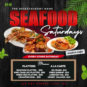 Editable Flyer Template, Seafood Saturdays, Seafood Platter Sale ...