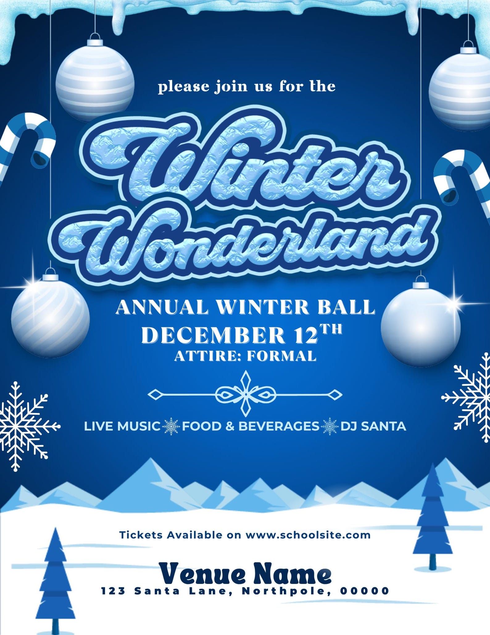 Editable Flyer Template, Winter Ball, Winter Formal, Winter School ...