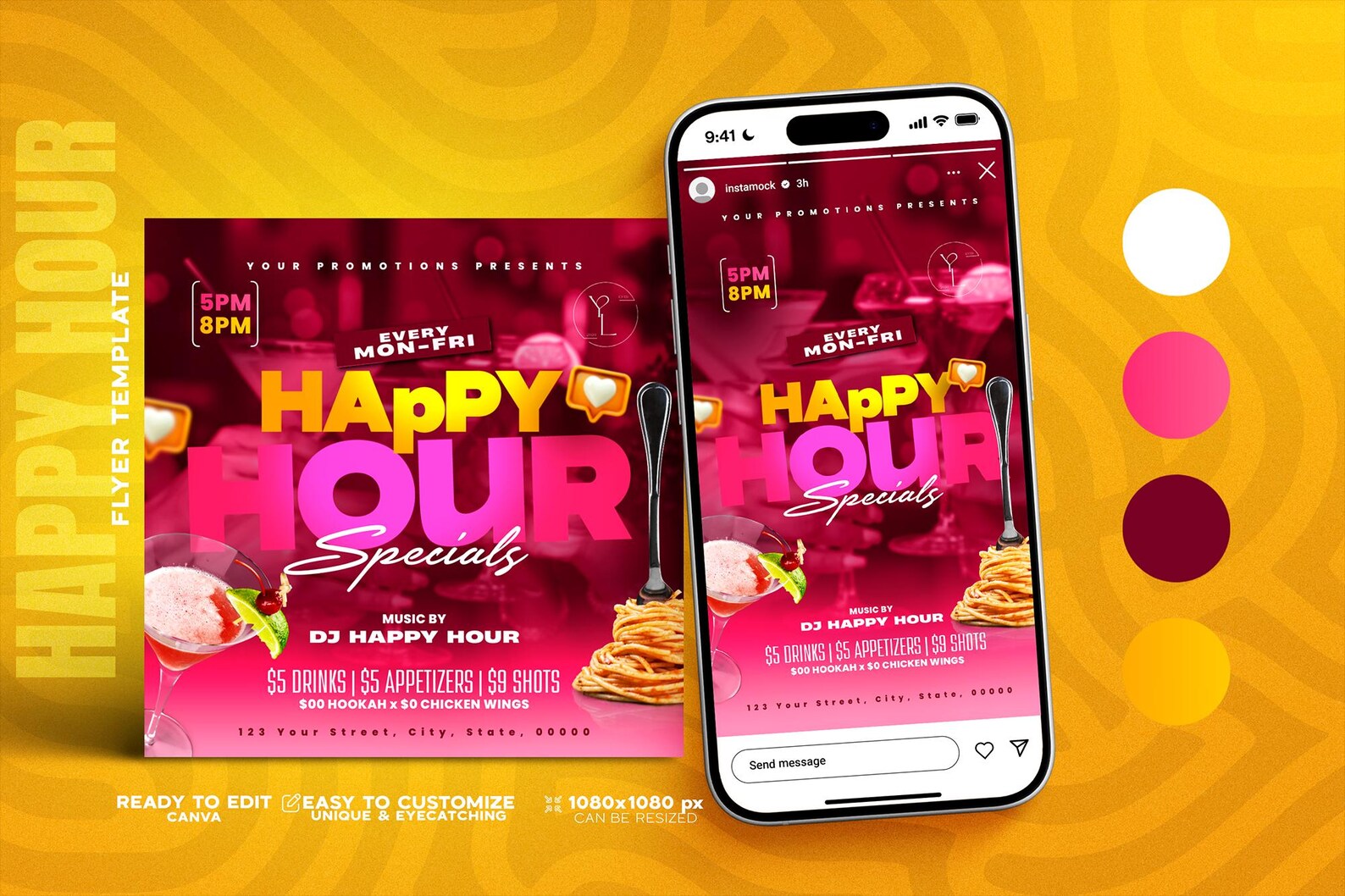 Editable Flyer Template, Happy Hour Flyer, Club Flyer, Weekly Flyer ...