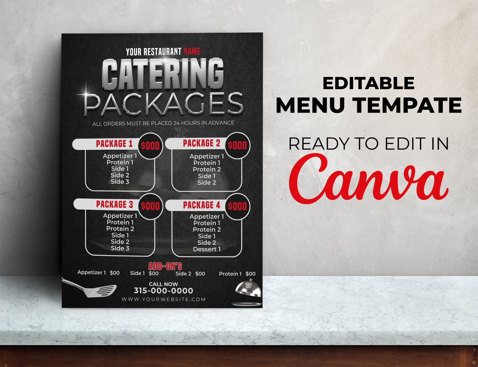 Editable Menu Template, Catering Packages Menu, Restaurant Menu ...