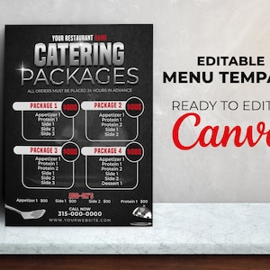 Editable Menu Template, Catering Packages Menu, Restaurant Menu ...