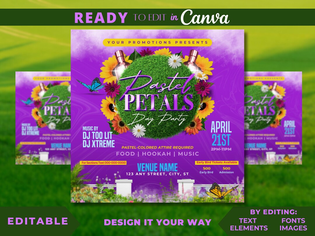 Editable Flyer Template, Luxury Spring Soiree, Spring Day Party, Spring ...