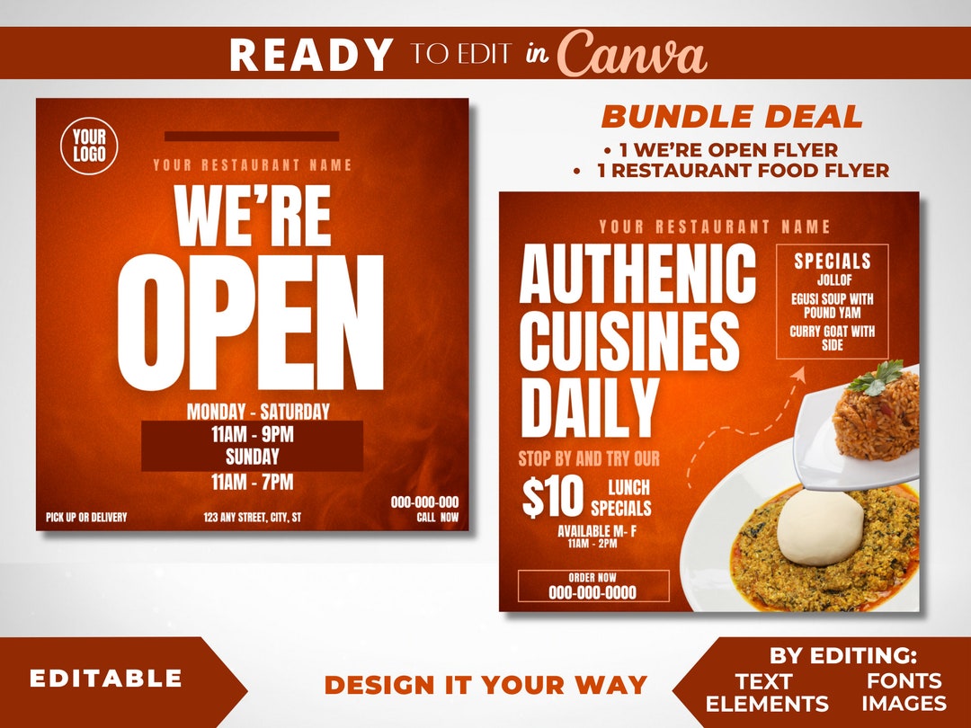 Editable Flyer Template, Nigerian Restaurant Inspired, Food Flyer ...