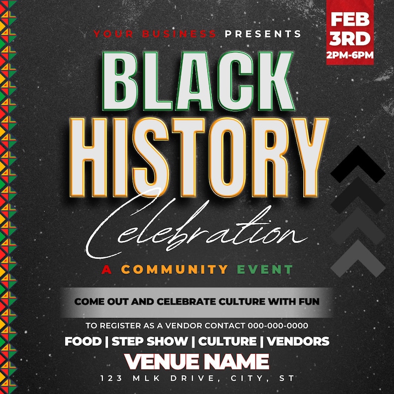 Editable Flyer Template, Black History Month Flyer, Community Event ...