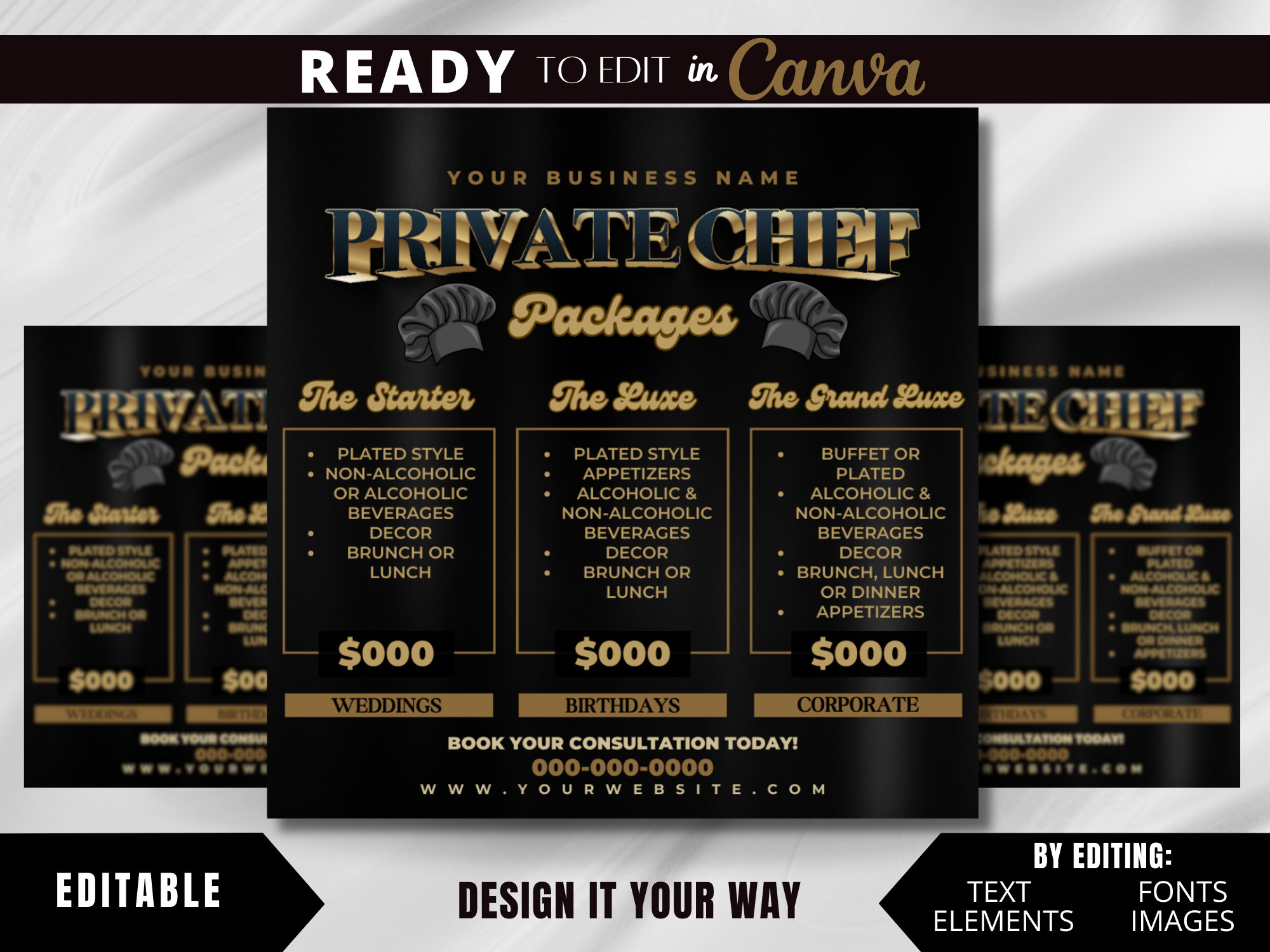 Editable Flyer Template, Chef Flyer, Private Chef, Chef Marketing, Chef ...
