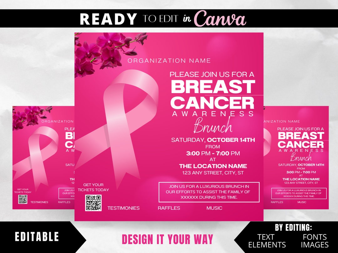 Editable Flyer Template, Breast Cancer Awareness, Breast Cancer Event ...