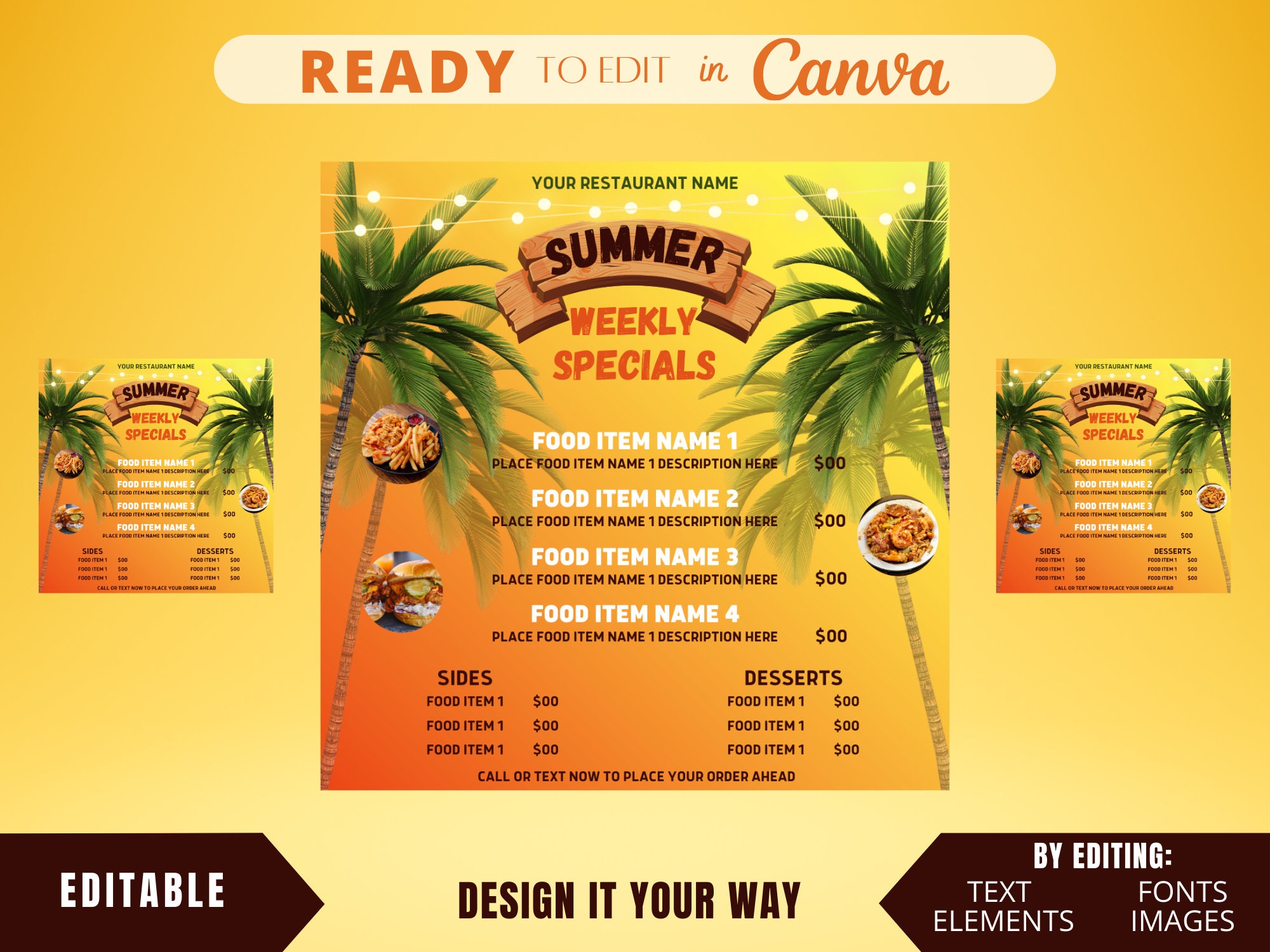 Editable Flyer Template, Food Menu, Weekly Food Menu, Short Food Menu ...