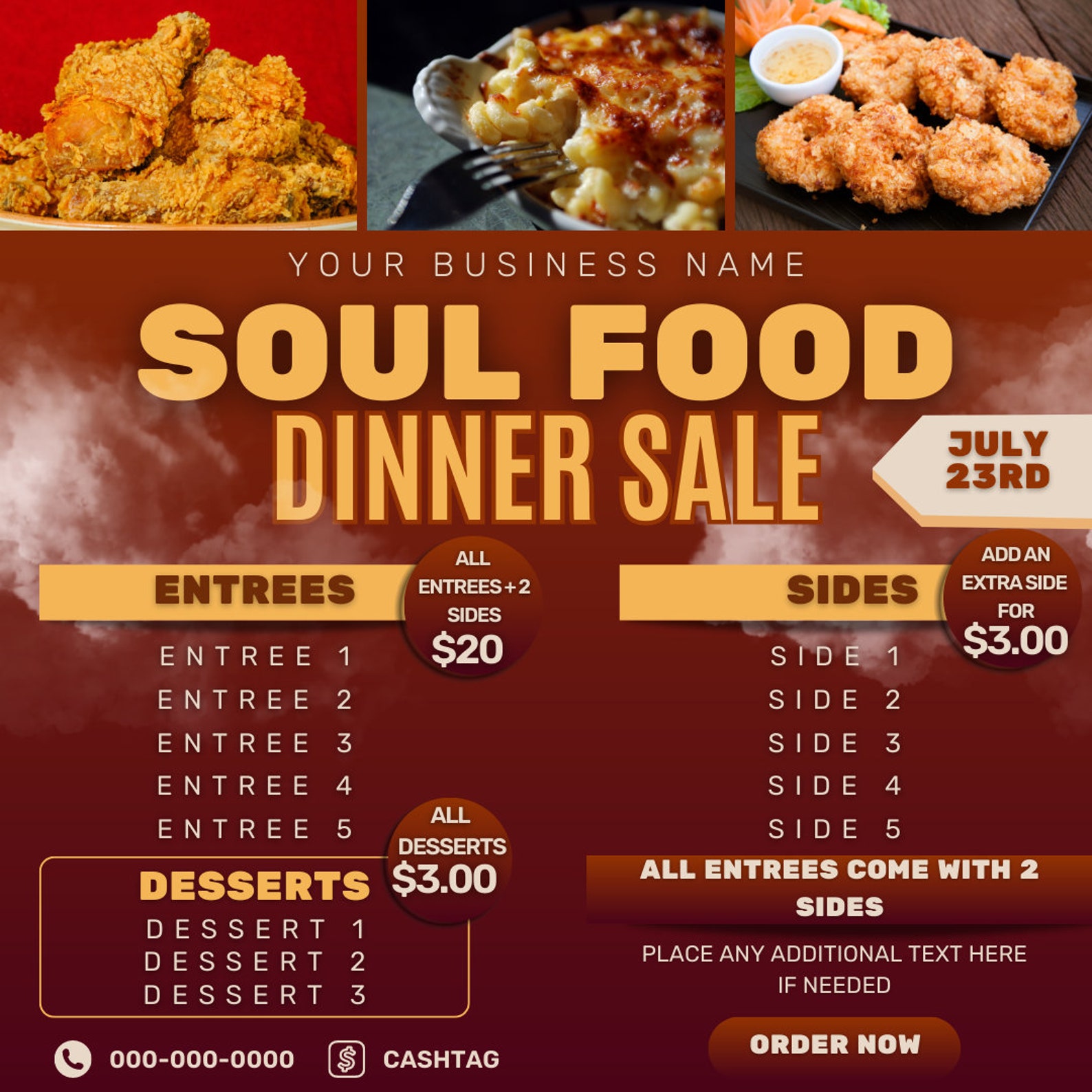 Editable Flyer Template, Soul Food Sunday, Soul Food Flyer, Food Flyer ...