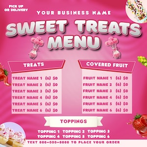 Editable Flyer Template, 3D Sweet Treats Menu, Sweet Treats Pricelist ...