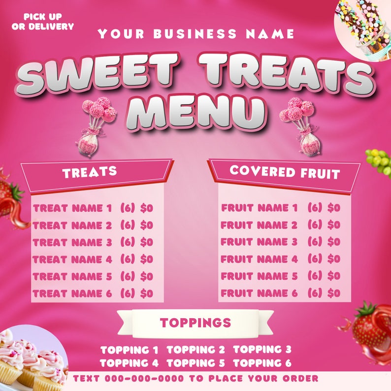 Editable Flyer Template 3D Sweet Treats Menu Sweet Treats - Etsy