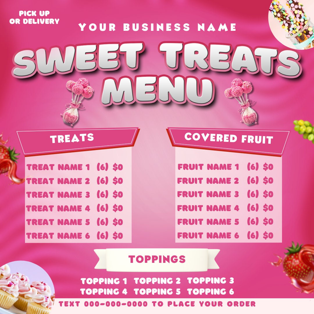 Editable Flyer Template 3D Sweet Treats Menu Sweet Treats - Etsy