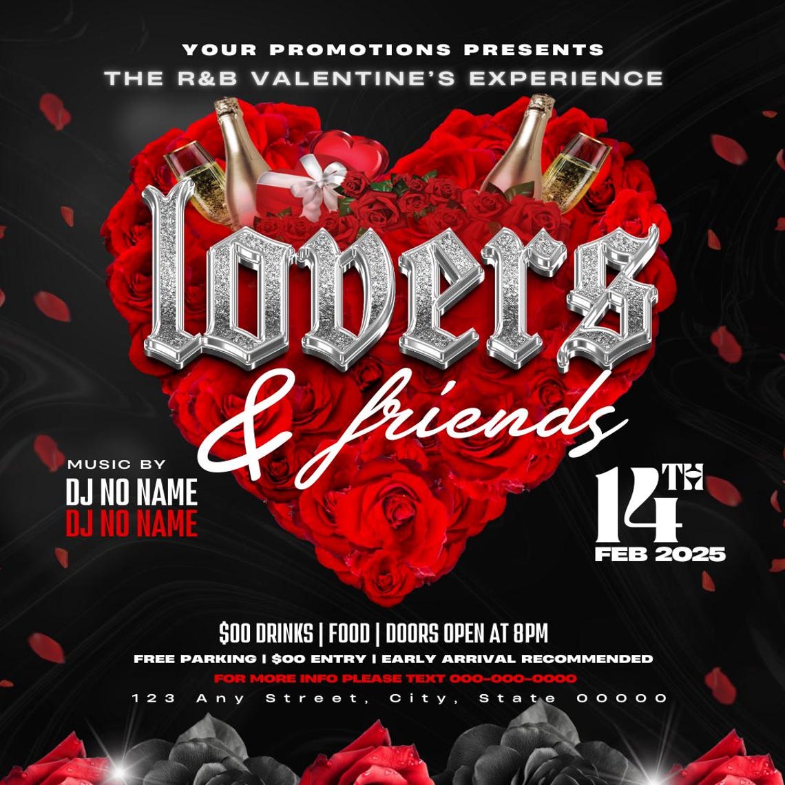 Editable Flyer Template, R & B Valentines Day Flyer, Club Flyer, DJ ...