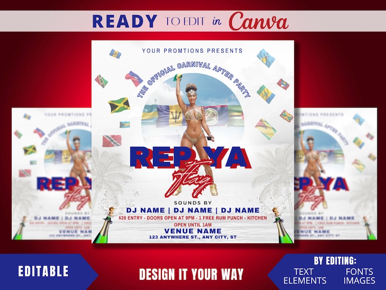 Editable Flyer Template, Rep Your Flag, Caribbean Carnival, Jamaica ...