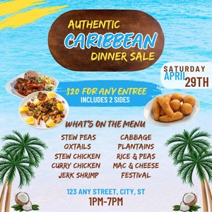 Editable Flyer Template, Caribbean Food Flyer, Jamaican Inspired Flyer ...