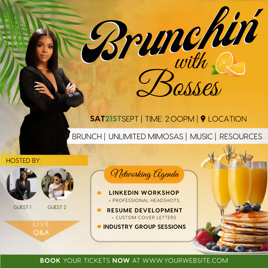 Editable Flyers, Brunch Flyer, Business Empowerment Flyer, DIY Brunch ...
