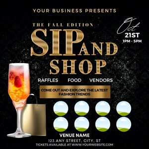 Editable Flyer Template, Fall Shopping Event, Fall Sip and Shop ...
