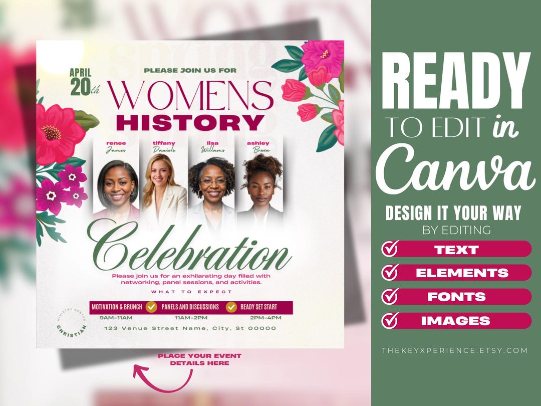 Editable Flyer Template, Womens History Month, Spring Womens Event ...