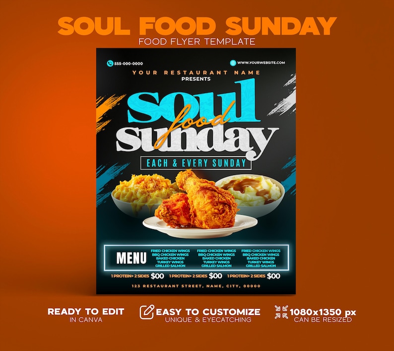 Editable Flyer Template, Social Media Post, Soul Food Sunday Dinner ...