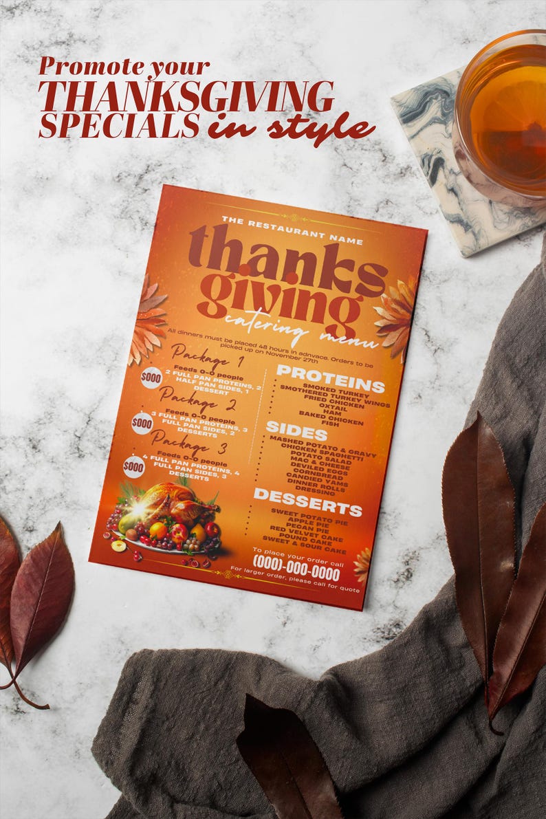 Editable Menu Template, Thanksgiving Menu, Soul Food Menu, Catering ...