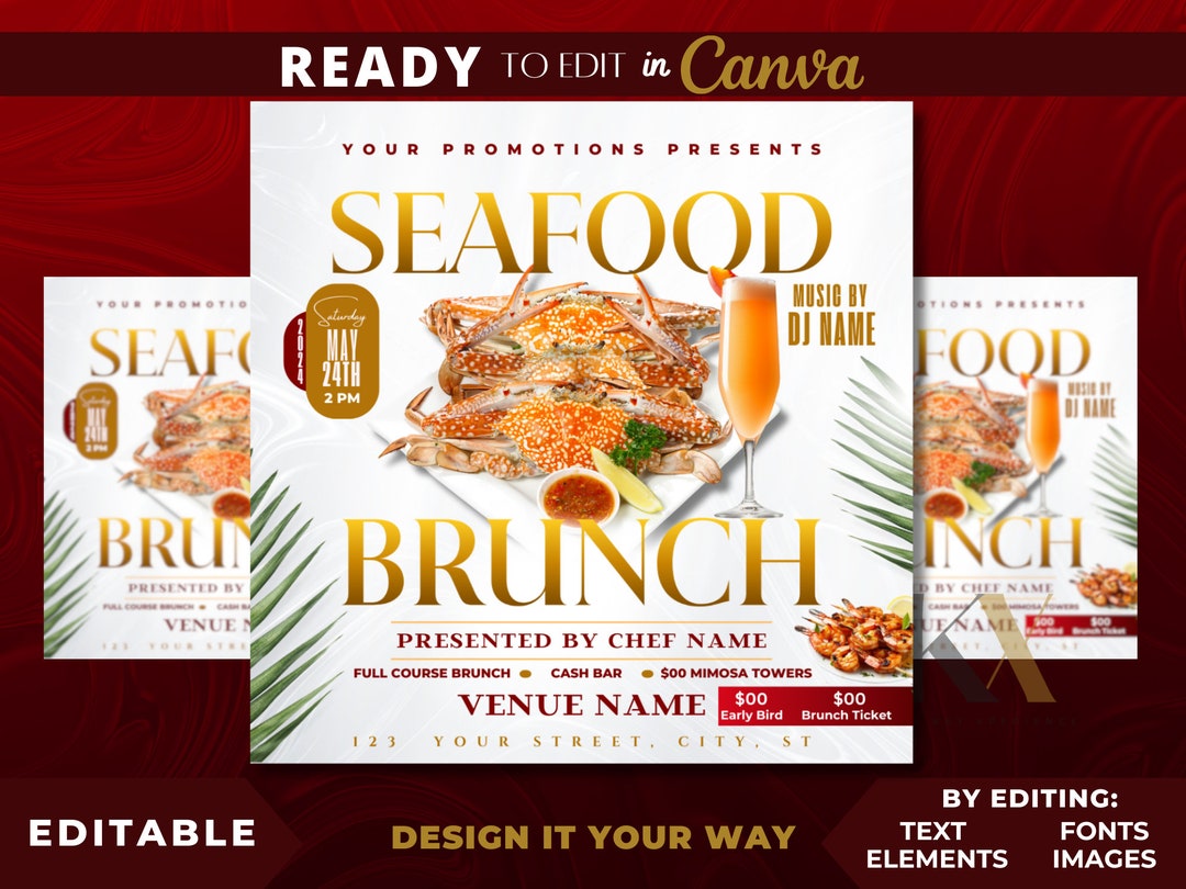Editable Flyer Template, Seafood Fest, Chef Flyer, Seafood Platter Sale ...