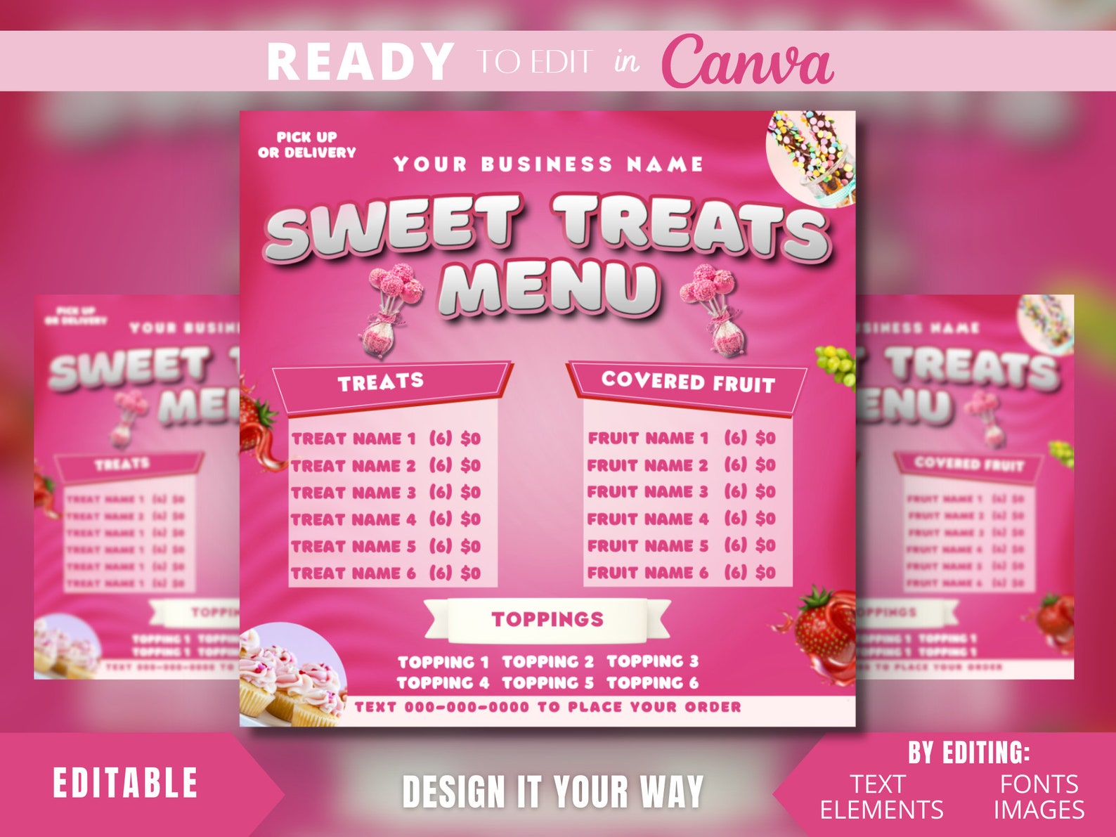 Editable Flyer Template 3D Sweet Treats Menu Sweet Treats - Etsy